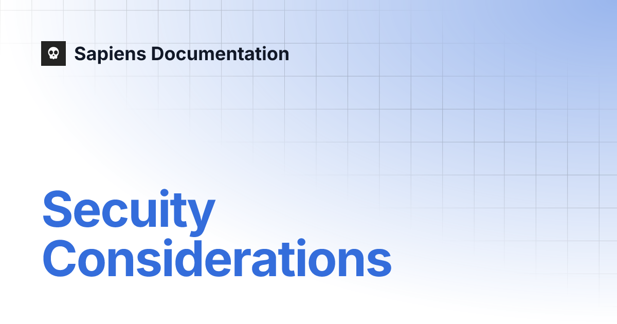 Secuity Considerations | Sapiens Documentation